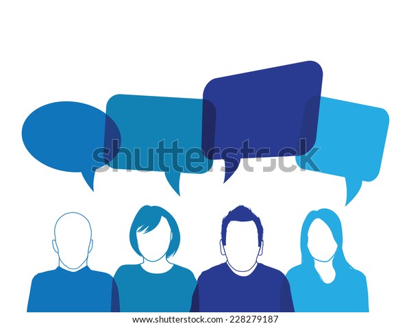 Blue People Speaking Stock Vector (Royalty Free) 228279187