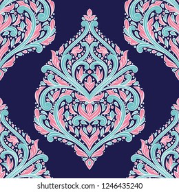 Blue Pink Floral Seamless Pattern Vintage Stock Vector (Royalty Free ...