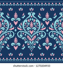 Blue Pink Floral Seamless Pattern Vintage Stock Vector (Royalty Free ...