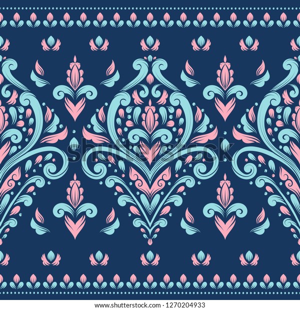 Blue Pink Floral Seamless Pattern Vintage Stock Vector (Royalty Free ...