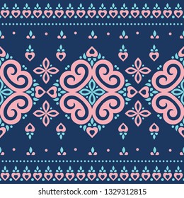 Blue Pink Ornamental Seamless Pattern Vintage Stock Vector (Royalty ...