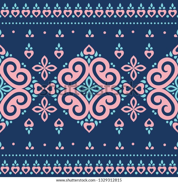 Blue Pink Ornamental Seamless Pattern Vintage Stock Vector (Royalty ...