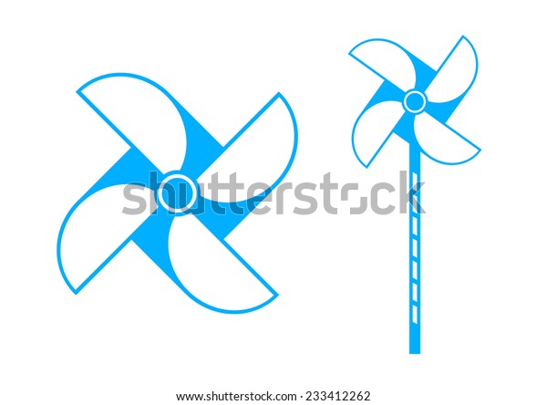 Blue Pinwheel Icon On White Background Stock Vector (Royalty Free ...