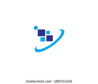 Blue Pixel Icon Logo Design Template Stock Vector (Royalty Free ...