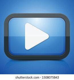 Blue Play Arrow Button Sign Illustration Stock Vector (Royalty Free ...