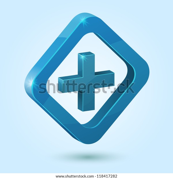 Blue Plus Symbol Isolated On Blue Stock Vector (Royalty Free) 118417282 ...