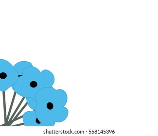 Blue Poppies Border On Blank White Stock Vector (Royalty Free ...