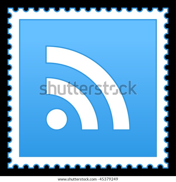 Blue Postage Stamps Rss Symbol On Stock Vector (Royalty Free) 45379249 ...