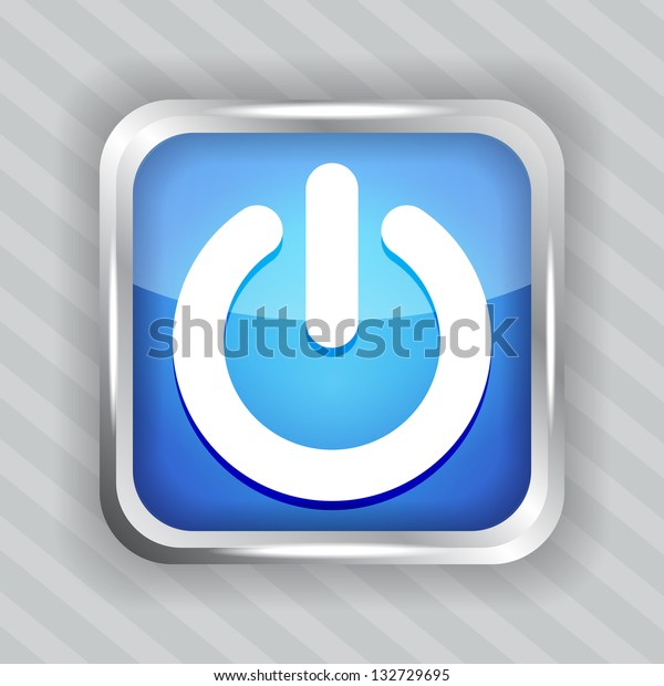 Blue Power Button Icon On Striped Stock Vector (Royalty Free) 132729695 ...