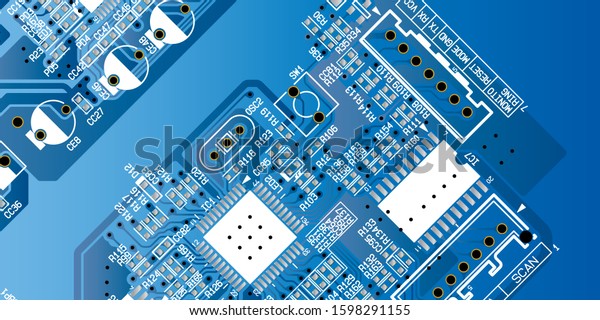 Blue Printed Circuit Board Pcb No Stock Vector (Royalty Free) 1598291155