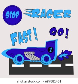Blue Racing Car Vector Illustration Shirt Stock Vector (Royalty Free ...