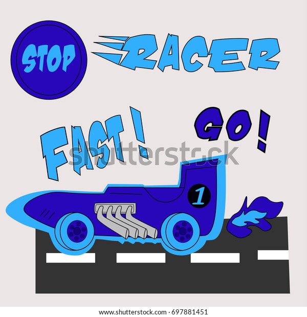 Blue Racing Car Vector Illustration Shirt Stock Vector (Royalty Free ...