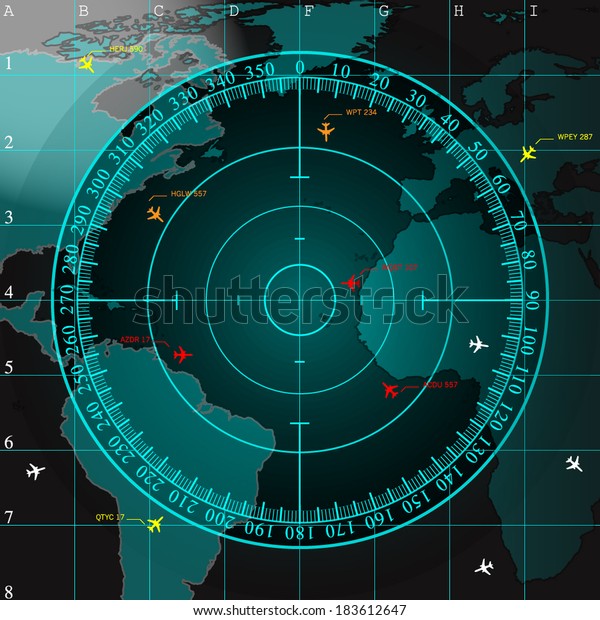 Blue Radar Screen Over Square Grid Stock Vector (Royalty Free ...