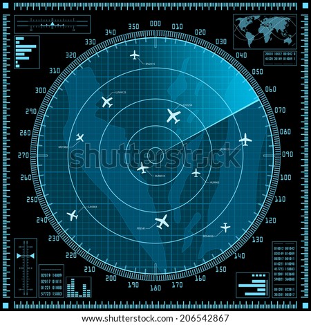 Blue Radar Screen Planes Vector EPS 10 Stock Vector (Royalty Free ...