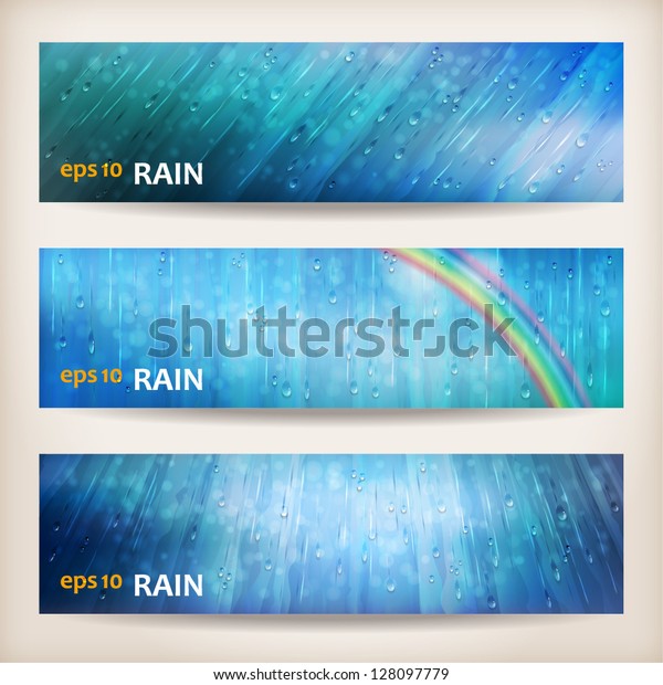 Blue Rain Banners Abstract Water Background Stock Vector (Royalty Free ...