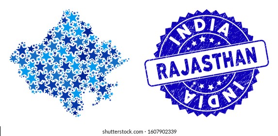 Blue Rajasthan State Map Collage Stars Stock Vector (Royalty Free ...