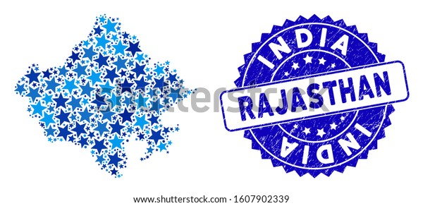 Blue Rajasthan State Map Collage Stars Stock Vector (Royalty Free ...