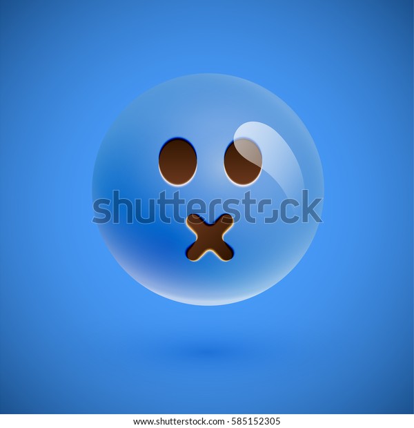 Blue Realistic Emoticon Smiley Face Vector Stock Vector (Royalty Free ...