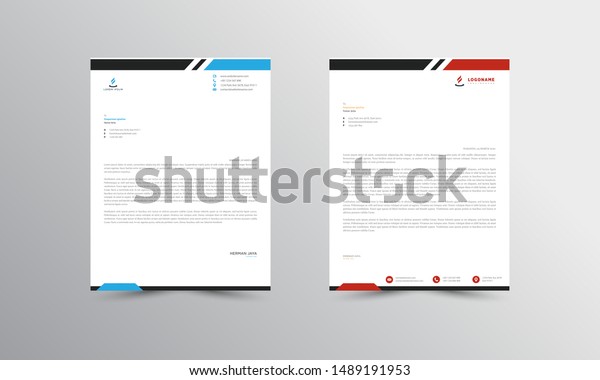 Blue Red Abstract Letterhead Design Template Stock Vector (Royalty Free ...