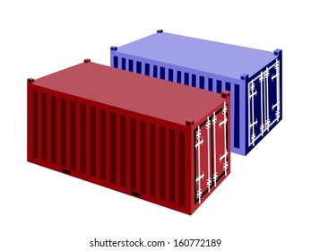 Blue Red Cargo Containers Freight Containers Stock Vector (Royalty Free ...