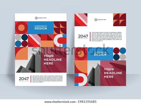 Blue Red Color Scheme Geometric Background Stock Vector (Royalty Free ...