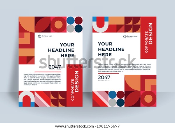 Blue Red Color Scheme Geometric Background Stock Vector (Royalty Free ...