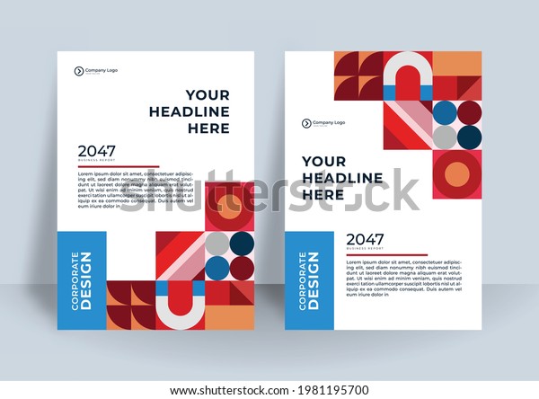 Blue Red Color Scheme Geometric Background Stock Vector (Royalty Free ...