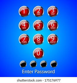 Blue Red Digital Enter Password Vector Stock Vector (Royalty Free ...