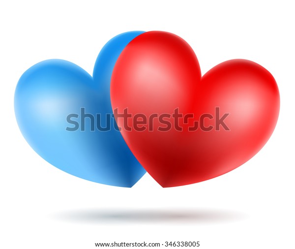 Blue Red Heart Symbols On White Stock Vector (Royalty Free) 346338005 ...