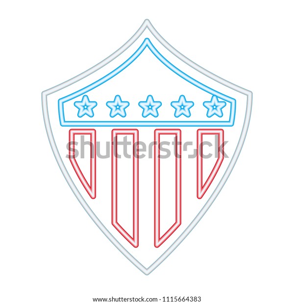 Blue Red Neon Shield Usa Flag Stock Vector (Royalty Free) 1115664383 ...
