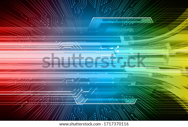 Blue Red Yellow Cyber Circuit Future Stock Vector (Royalty Free ...