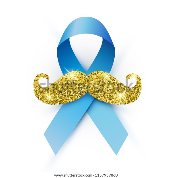 Blue Ribbon Mustache Vector Illustration Mens Stock Vector (Royalty ...