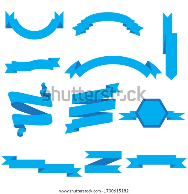 Blue Ribbon Set Isolated Celebration Banner Stock Vector (Royalty Free ...
