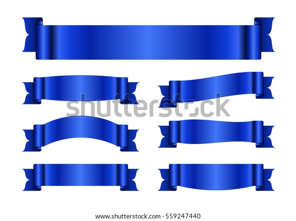 Blue Ribbons Set Satin Blank Banners Stock Vector (Royalty Free) 559247440