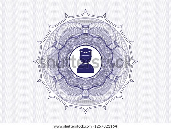 Blue Rosette Linear Illustration Graduation Icon Stock Vector (Royalty ...