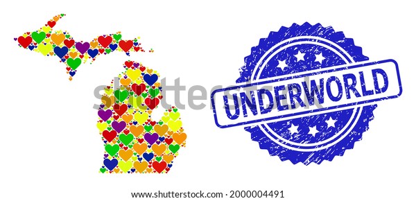 Blue Rosette Rubber Seal Underworld Text Stock Vector (Royalty Free ...