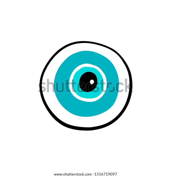 Blue Round Eye Hand Drawn Vector Stock Vector (Royalty Free) 1556719097 ...