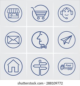 Blue Round Icons Web Design Stock Vector (Royalty Free) 288109772 ...