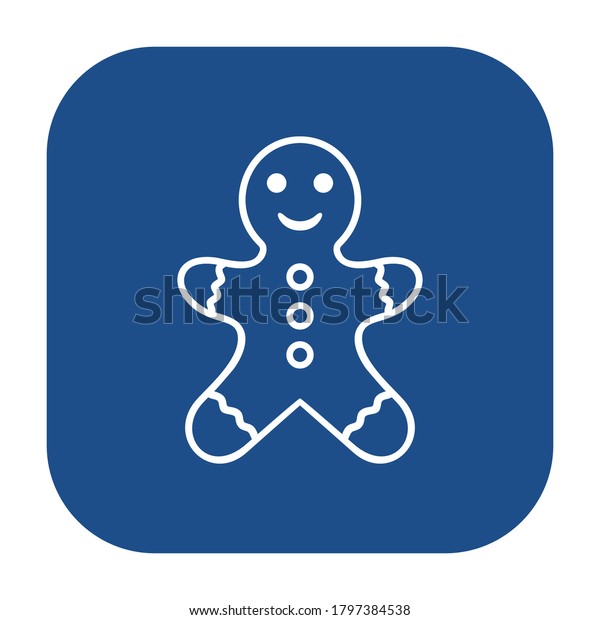 Blue Rounded Square Gingerbread Man Outline Stock Vector (Royalty Free ...