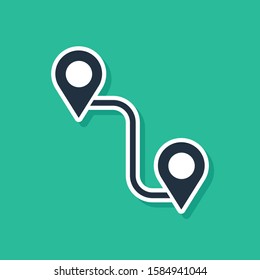 Blue Route Location Icon Isolated On Stock Vector (Royalty Free ...