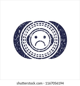 Blue Sad Face Icon Inside Rubber Stock Vector (Royalty Free) 1167056194 ...