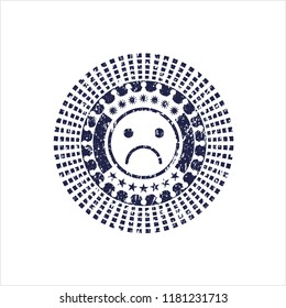 Blue Sad Face Icon Inside Distressed Stock Vector (Royalty Free ...