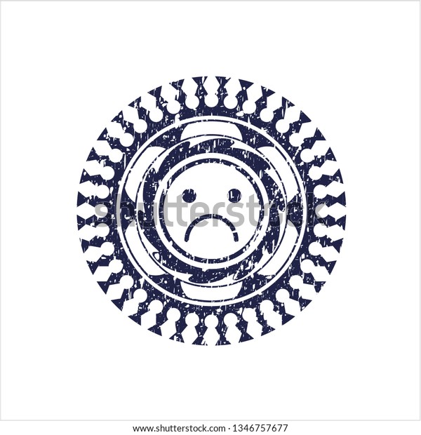Blue Sad Face Icon Inside Distressed Stock Vector (Royalty Free ...