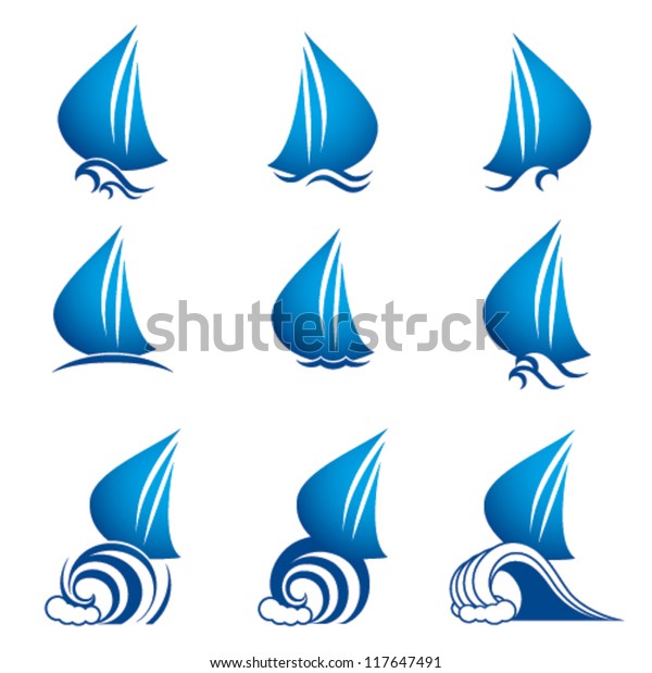 Blue Sail Icon Set Stock Vector (Royalty Free) 117647491 | Shutterstock