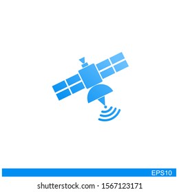 Blue Satellite Icon White Backgroundvector Illustration Stock Vector ...