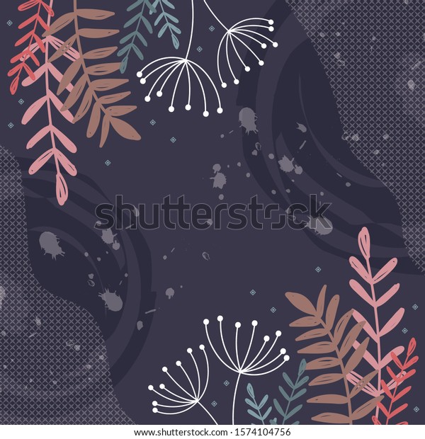Blue Scarf Pattern Leaf Design Stock Vector (Royalty Free) 1574104756