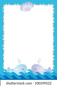 Blue Sea Frame Cute Two Whales Stock Vector (Royalty Free) 100199522 ...
