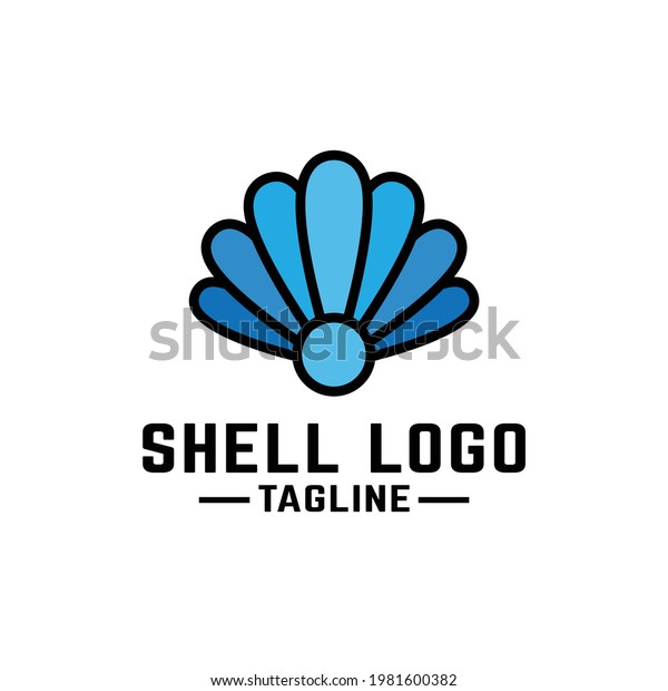 Blue Seashell Logo Design Template Shell Stock Vector (Royalty Free ...