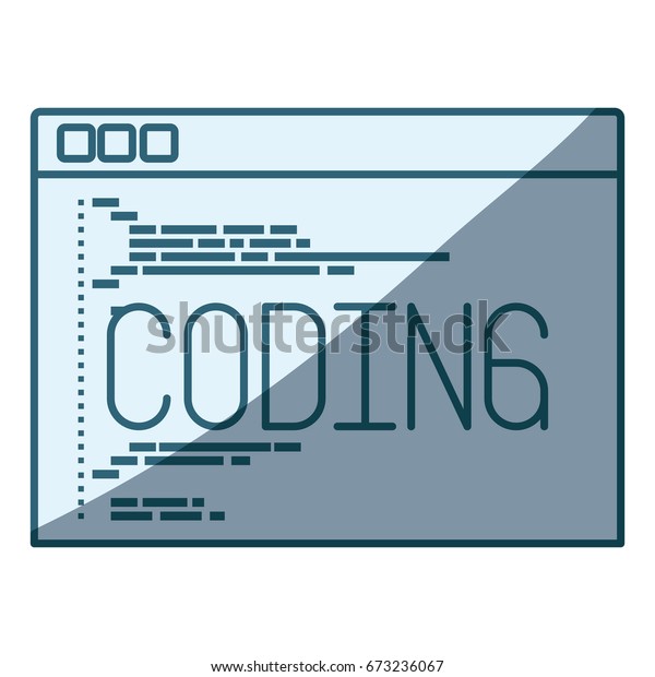 Blue Shading Silhouette Programming Window Script Stock Vector Royalty Free 673236067