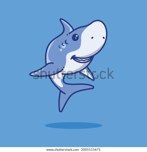 Blue Shark Swimming Cartoon Vector Illustration Stock Vector (Royalty ...
